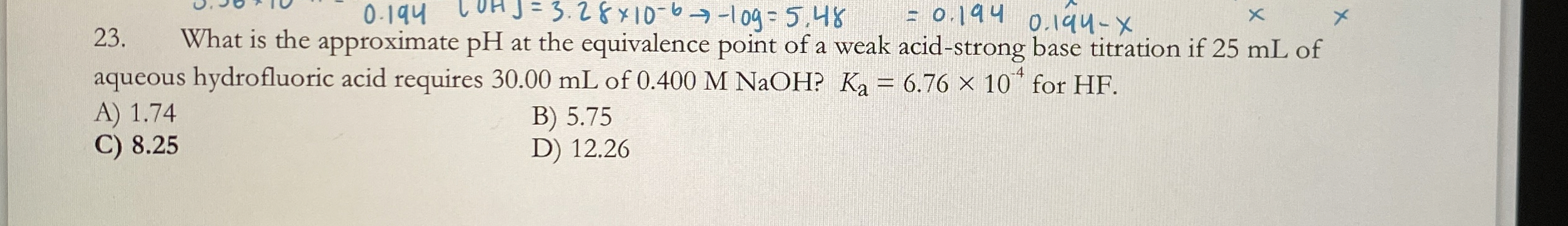 Solved What is the approximate pH at the equivalence point | Chegg.com