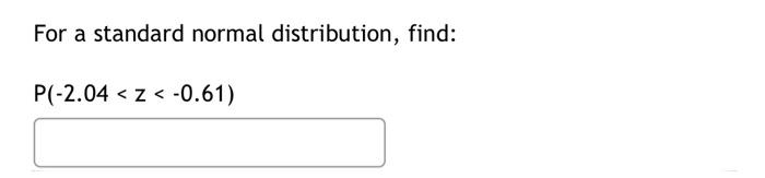 Solved For A Standard Normal Distribution Find P −2 04