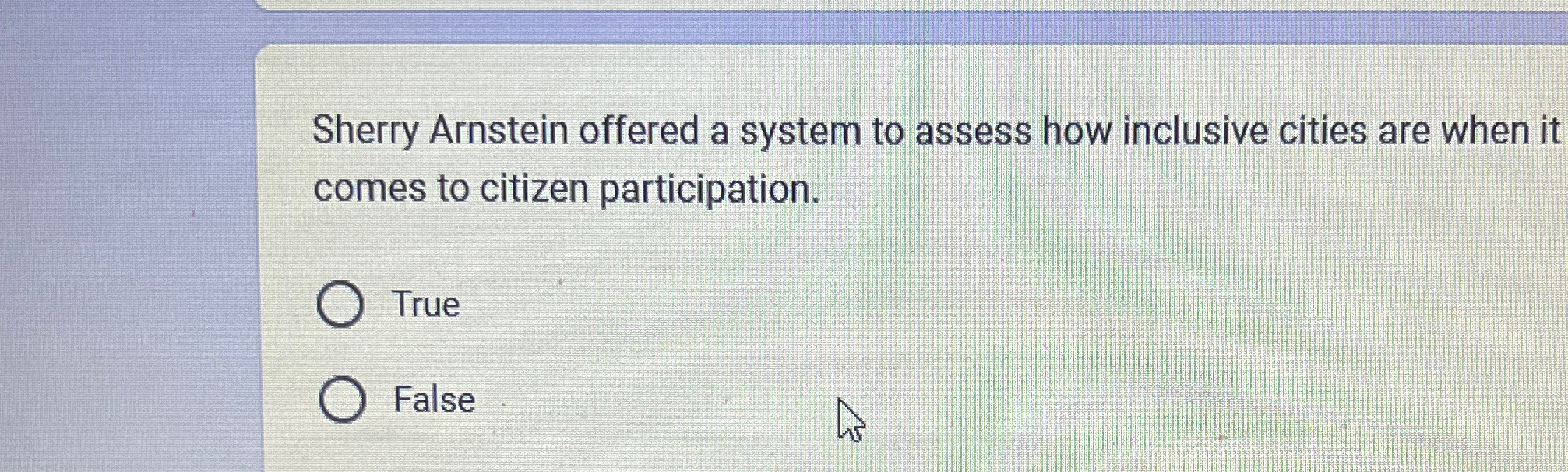 Solved Sherry Arnstein offered a system to assess how | Chegg.com