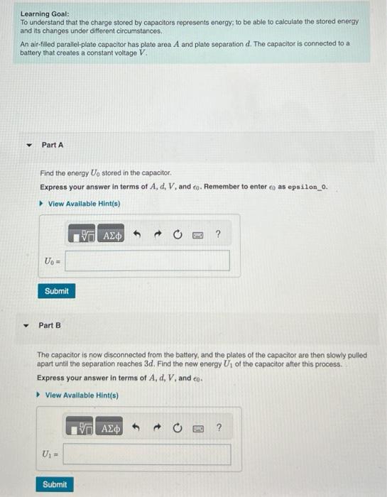 Solved Learning Goal: To understand that the charge stored | Chegg.com