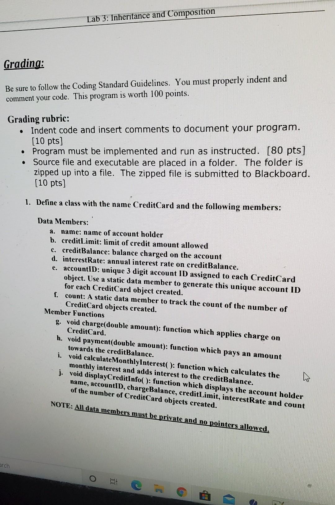 Solved Lab 3: Inheritance and Composition Grading: Be sure | Chegg.com