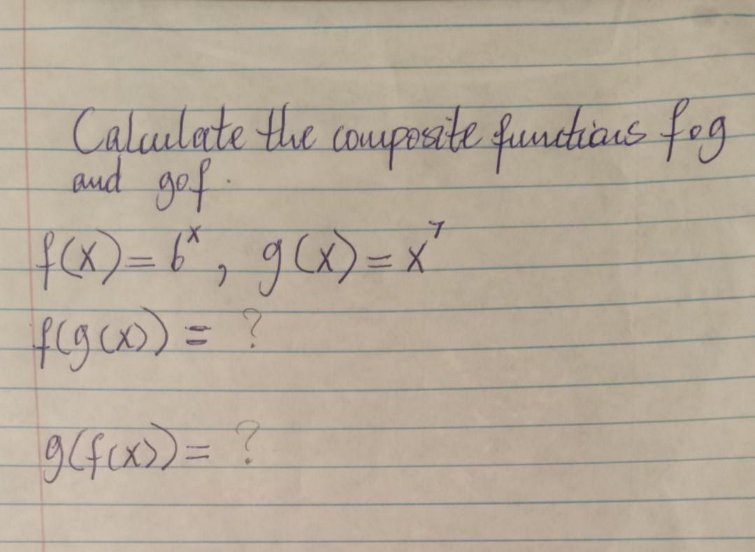 Solved Calculate the composite functians fog and gof. | Chegg.com