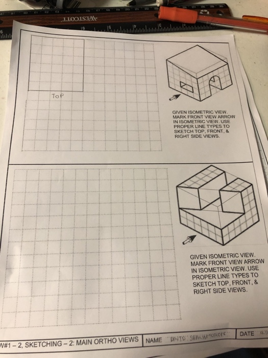 Solved LLOOISIA 19 6 TOP GIVEN ISOMETRIC VIEW MARK FRONT | Chegg.com