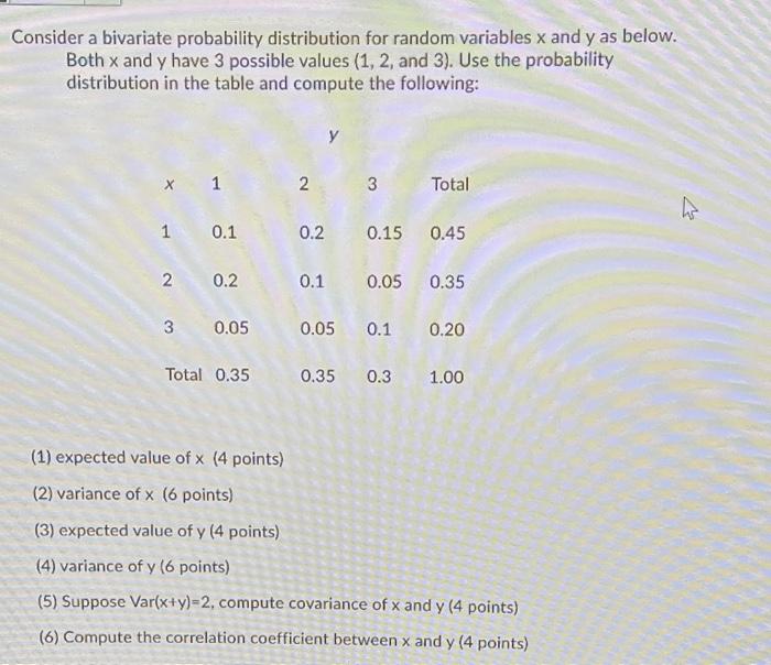 Solved Consider a bivariate probability distribution for | Chegg.com