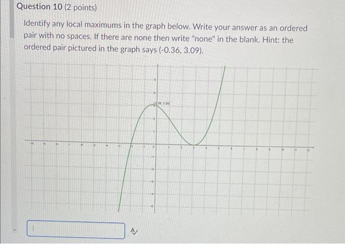 Solved Question 10 (2 points) Identify any local maximums in | Chegg.com