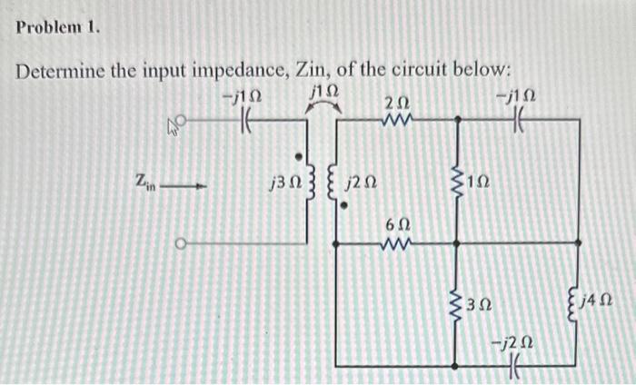 Solved Determine the input impedance, Zin, of the circuit | Chegg.com