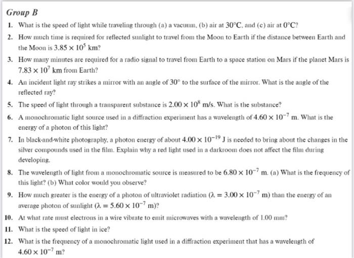 Solved 1. What is the speed of light while traveling through | Chegg.com