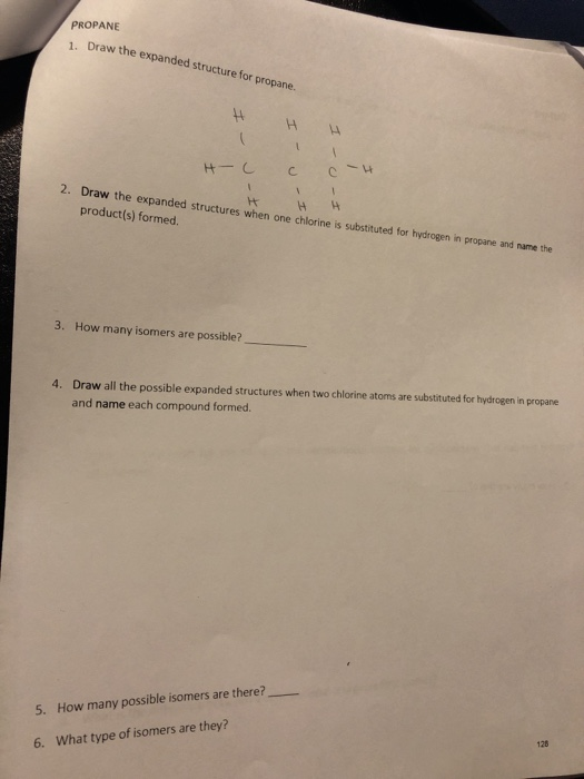 Solved PROPANE 1. Draw the expanded structure for propane. H | Chegg.com