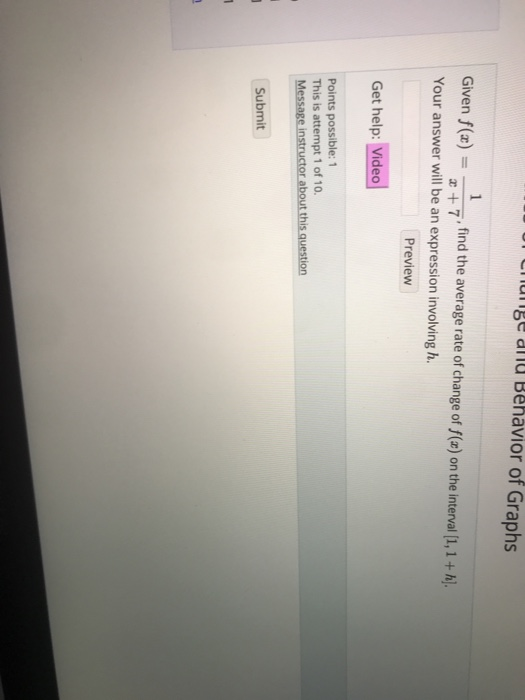Solved - Assignment 1.3: Rates of Change and Behavior of | Chegg.com