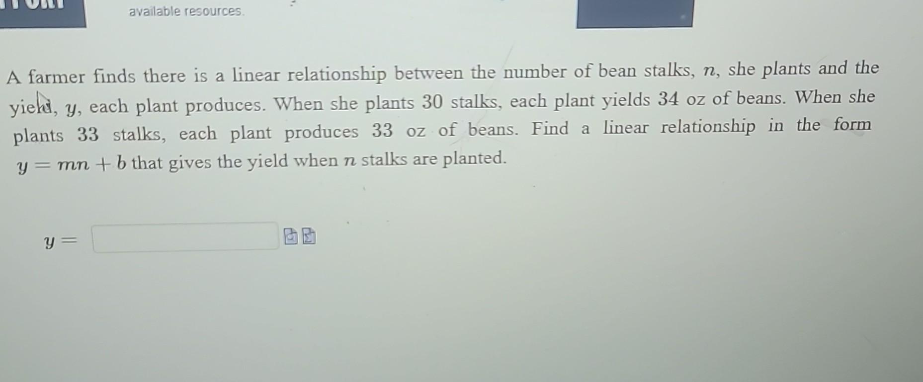 Solved A farmer finds there is a linear relationship between | Chegg.com