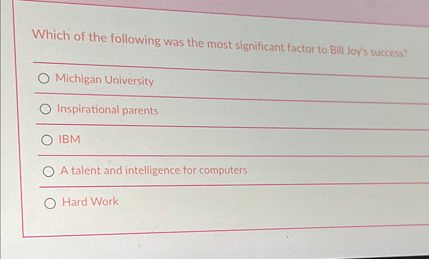 Solved Which of the following was the most significant | Chegg.com