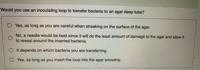 Solved Would you use an inoculating loop to transfer | Chegg.com