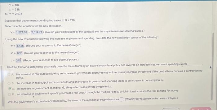Solved Consider the following IS-LM modet: | Chegg.com