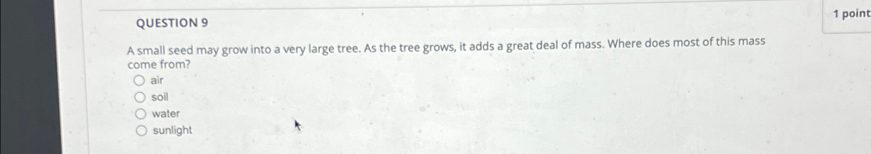 Solved QUESTION 91 ﻿pointA small seed may grow into a very | Chegg.com