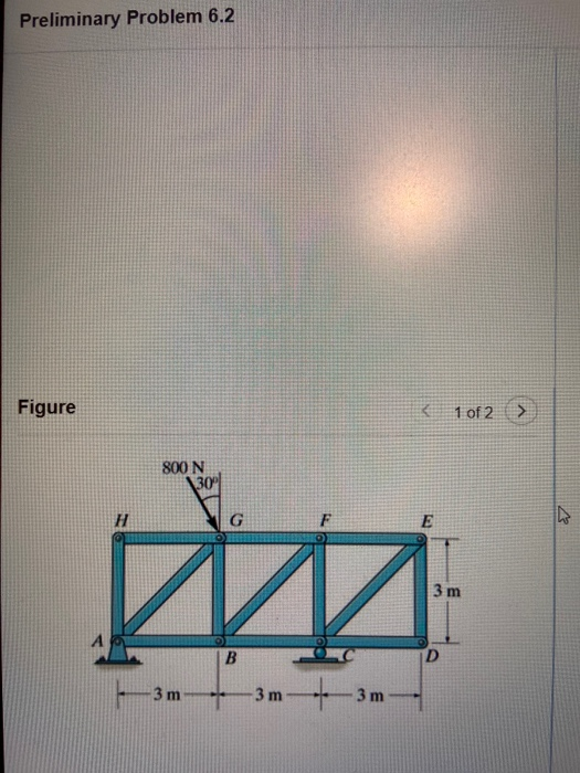 Solved Preliminary Problem 6.2 Figure 1 of 2 > 800 N 3 m3 m | Chegg.com Solved Preliminary Problem 6.2 Figure 1 of 2 > 800 N 3 m3 m | Chegg.com