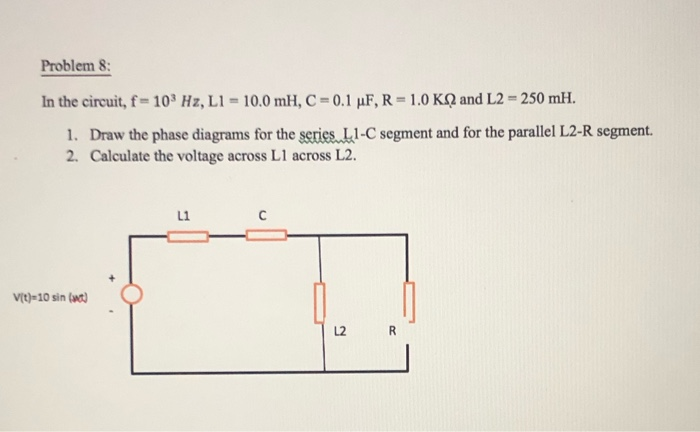 Solved Problem 8: In the circuit, f=103 Hz, L1 = 10.0 mH, C | Chegg.com