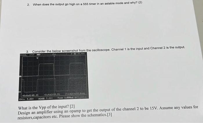 Solved 2. When does the output go high on a 555 timer in an | Chegg.com