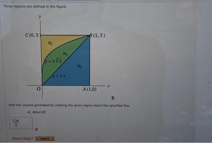 Solved Three regions are defined in the figure. Find the | Chegg.com