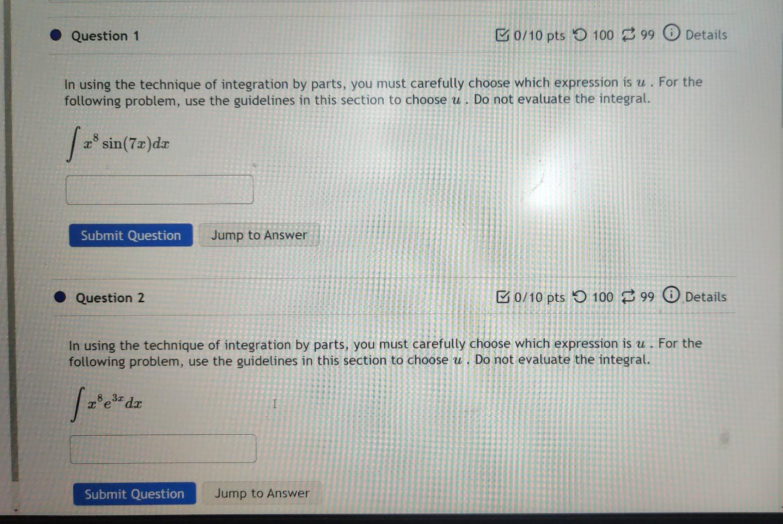 Solved In using the technique of integration by parts, you | Chegg.com