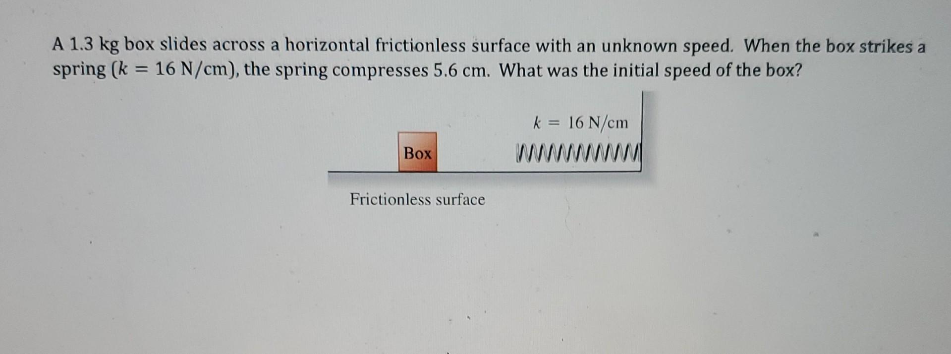 Solved A 1.3 kg box slides across a horizontal frictionless | Chegg.com