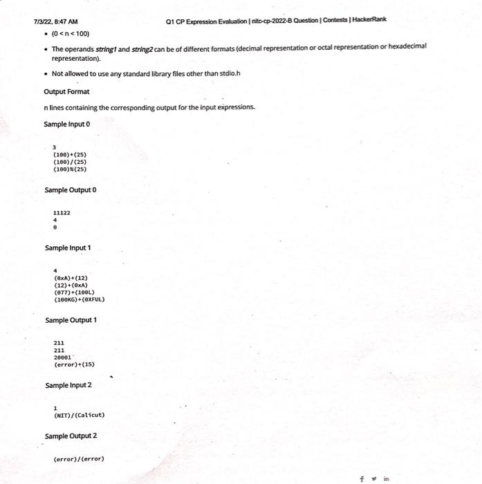 Solved Q1 CP Expression Evaluation Problem Submissions | Chegg.com