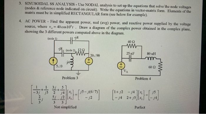 Solved 3. SINUSOIDAL SS ANALYSIS - Use NODAL analysis to set | Chegg.com