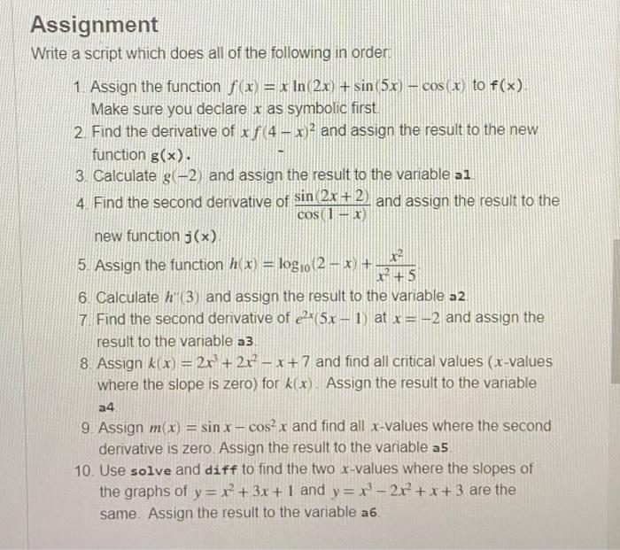 Solved Assignment Nrite a script which does all of the | Chegg.com Solved Assignment Nrite a script which does all of the | Chegg.com