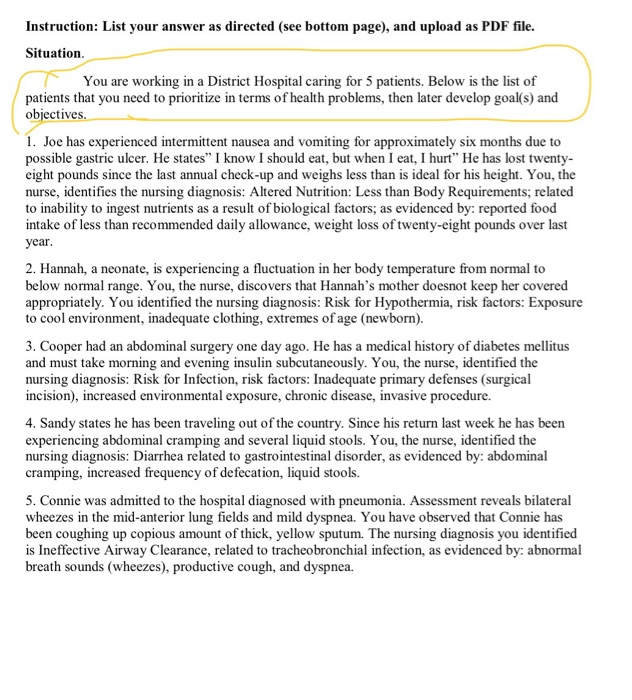 Solved Instruction: List your answer as directed (see bottom | Chegg.com
