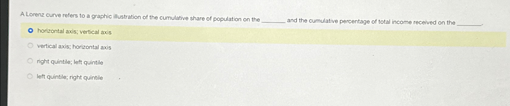 Solved A Lorenz curve refers to a graphic illustration of | Chegg.com