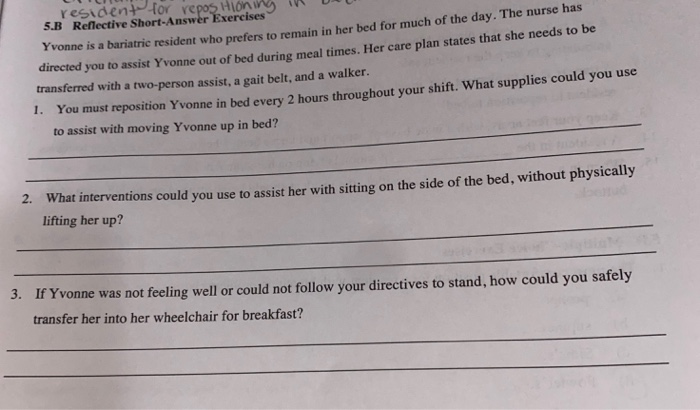Solved resident for repositioning 5.B Reflective | Chegg.com