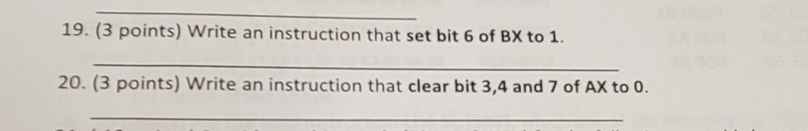 Solved 19. (3 points) Write an instruction that set bit 6 of | Chegg.com