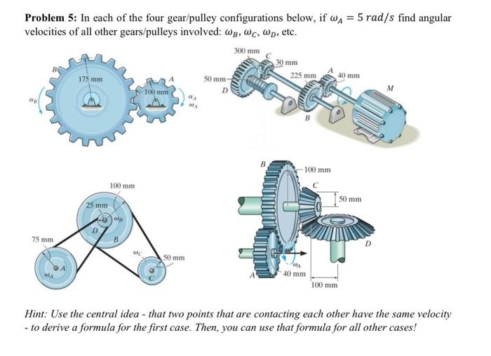 Solved Problem 5: In each of the four gear/pulley | Chegg.com