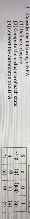 Solved 3. Consider the following E-NFA: (1) Define E-closure | Chegg.com