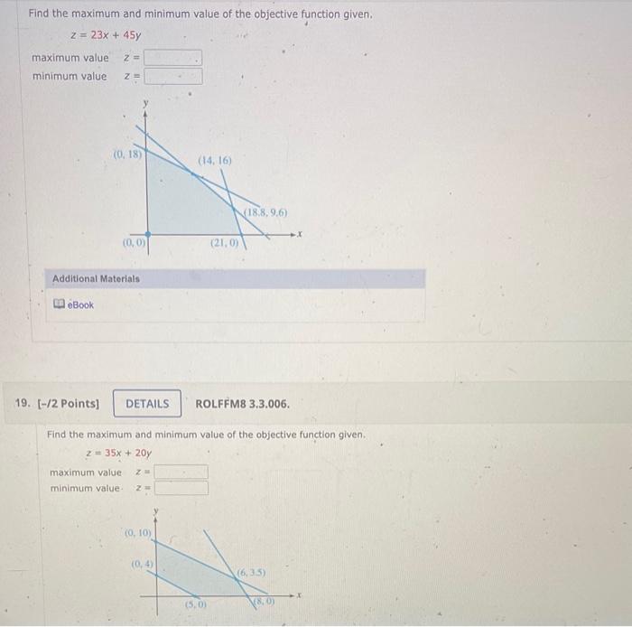 Solved Find the maximum and minimum value of the objective | Chegg.com