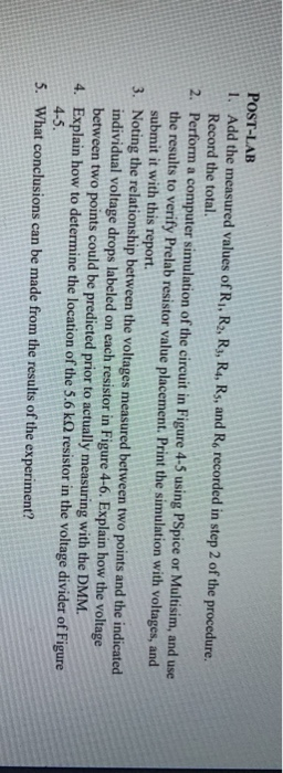 POST-LAB 1. Add the measured values of R1, R2, R3, | Chegg.com