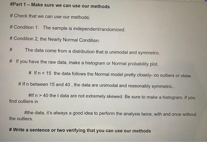 \#Part 1-Make sure we can use our methods \# Check | Chegg.com