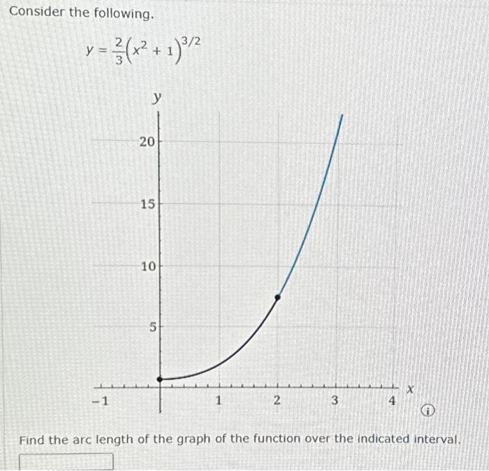 Solved Consider the following. y=32(x2+1)3/2 Find the arc | Chegg.com