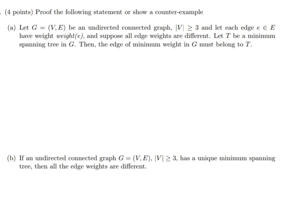 Solved - (4 points) Proof the following statement or show a | Chegg.com