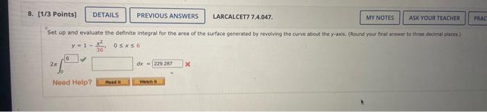 Solved y=1−36x2,0≤x56 | Chegg.com