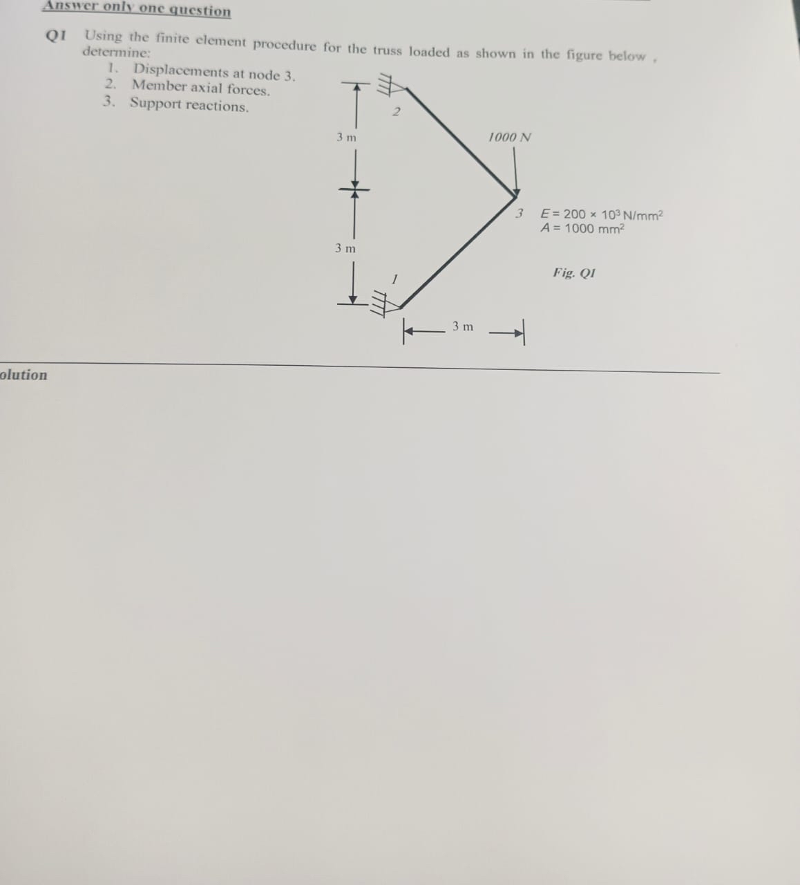 Solved Answer only one questionQ1 ﻿Using the finite element | Chegg.com