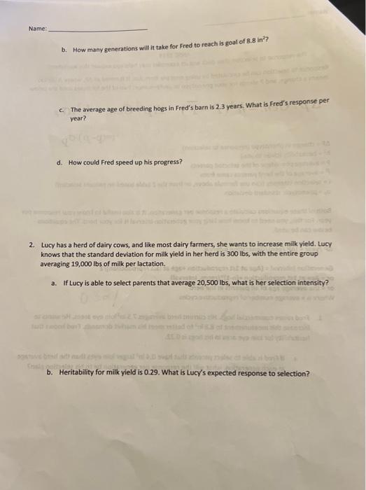Solved Optional Homework-Response to Selection ANSC 3319 The | Chegg.com