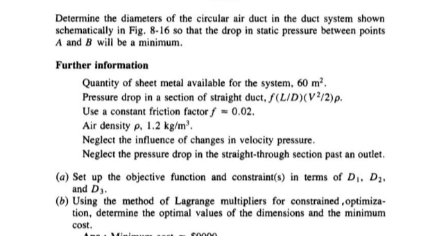 Solved Determine the diameters of the circular air duct in | Chegg.com