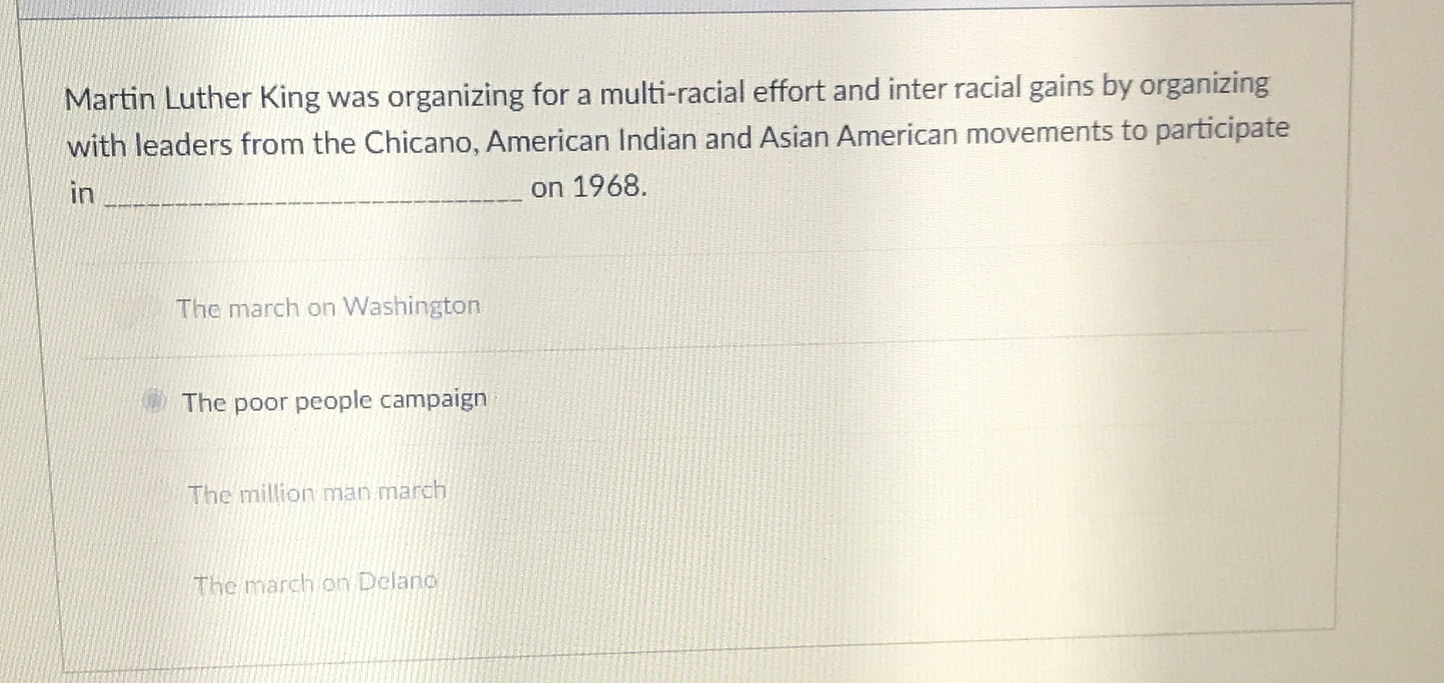 Solved Martin Luther King was organizing for a multi-racial | Chegg.com