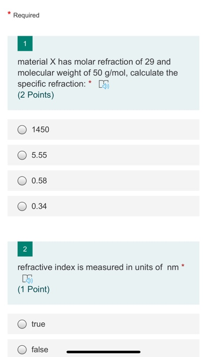 Solved Required material X has molar refraction of 29 and | Chegg.com