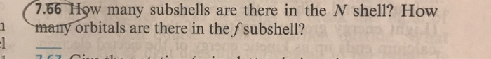 Solved 7.66 How many subshells are there in the N shell? How | Chegg.com