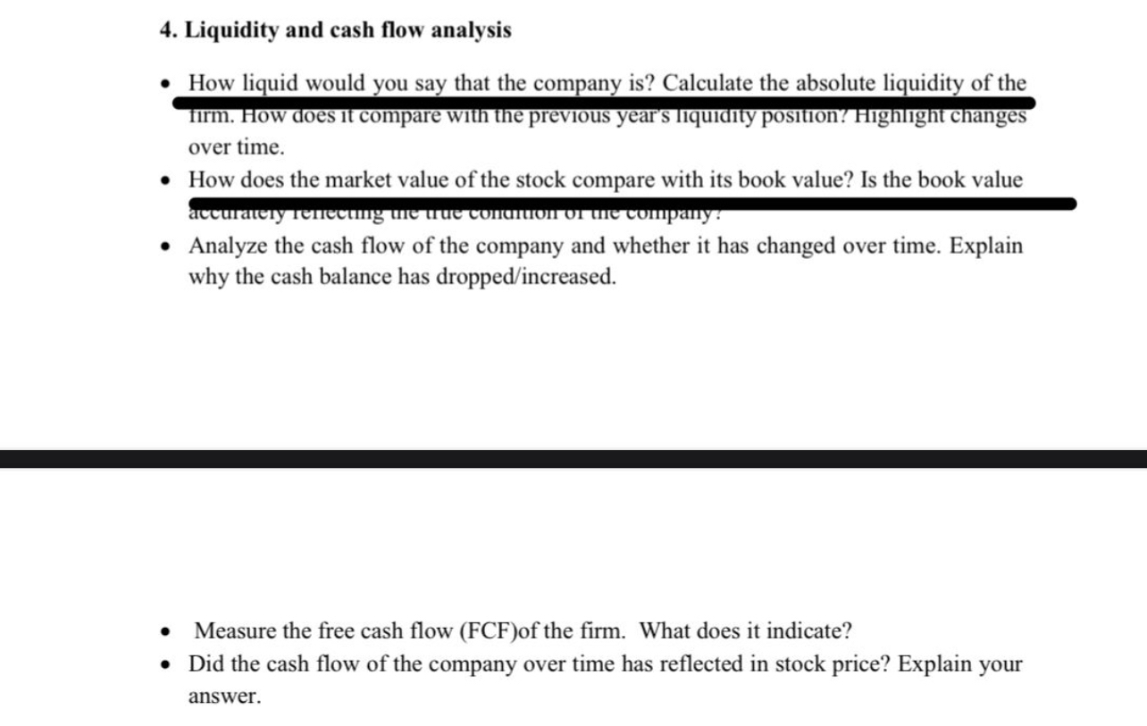 Solved Liquidity and cash flow analysisHow liquid would you | Chegg.com
