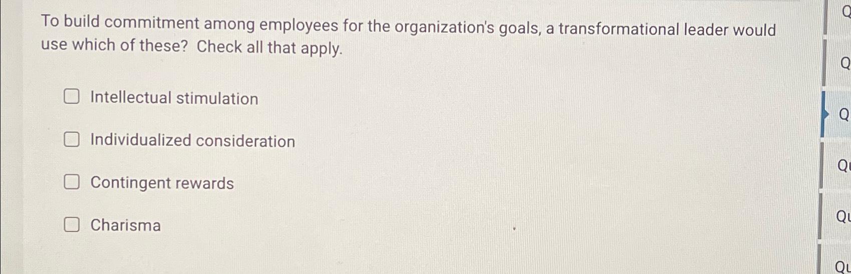 Solved To build commitment among employees for the | Chegg.com