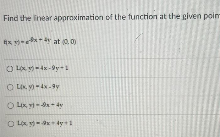 Solved Find the linear approximation of the function at the | Chegg.com