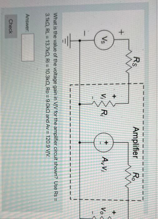 Solved Rs Amplifier RO + + + S Vs + R V Avvi T Vos VVV A | Chegg.com