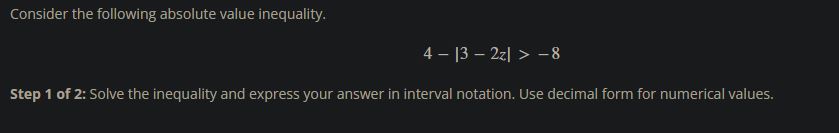 Solved Consider the following absolute value | Chegg.com